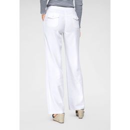 Aniston CASUAL Damen Leinenhose, wei&szlig;, Basic, Gr. 44, Leinenoptik, unifarben, Web, Obermaterial: 55% Leinen, 45% Viskose, Hosen, mit Bindeband