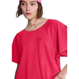 Roxy Damen T-Shirt "TIME FOR PALM TREE", rot, Gr. S, Obermaterial: 60% Baumwolle, 40% Polyester, Shirts, Kurzarm, mit Rundhalsausschnitt, aus