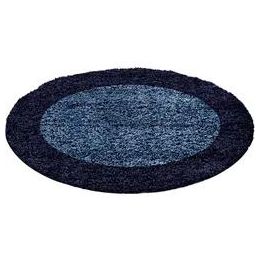 Hochflor-Teppich Ayyildiz TEPPICHE "Life Shaggy 1503", blau (navy), H:30mm &Oslash;:120cm, Kunstfaser, Teppiche, rechteckig, auch als L&auml;ufer erh&auml;ltlich, Shaggy, Langflor, Wohnzimmer