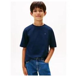 T-Shirt Tommy Hilfiger "ESSENTIAL ARCHIVE FIT TEE SS", M&auml;dchen, Gr. 16 (176), schwarz night navy, Single Jersey, Obermaterial: 100% Baumwolle, unifarben, normal, Rundhals, Shirts T-Shirt, Kinder bis 16 Jahre, Rundhals, Logostickerei