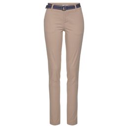AJC Damen Chinohose, beige, Gr. 36, kontrastfarbene Details, unifarben, Web, Obermaterial: 98% Baumwolle, 2% Elasthan, Hosen, in l&auml;ssiger Form mit