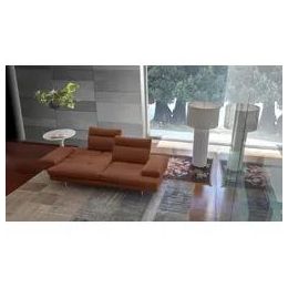 3-Sitzer Calia italia "Toby Wing, 208 cm breit, Designsofa mit hohem Sitzkomfort", braun (cognac bull), B:208cm H:90cm T:113cm, Leder BULL (100% Leder), Sofas, inklusive Sitztiefenverstellung, F&uuml;&szlig;e in Chrom gl&auml;nzend