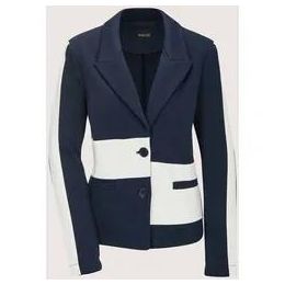 Madeleine Mode Langarmshirt MADELEINE "Blazer Elegante Businessjacke mit Kontrasten", Damen, Gr. 40, blau (marine, wollwei&szlig;), Obermaterial: 85% Baumwolle CO. 15% Polyester PES., Modern, Shirts Langarmshirt, Asymmetrische Blocktreifen