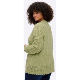 sheego Damen Strickjacke, gr&uuml;n, Gr. 48, unifarben, 80% Polyacryl, 20% Baumwolle, Strickjacken