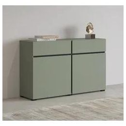 Sideboard OTTO HOME "Cross,Breite 119,5 cm, moderne grifflose Kommode,2 T&uuml;ren/2 Schubk&auml;sten", schwarz (salbei, schwarz), B:119,5cm H:78,3cm T:40cm, FSC-zertifizierter Holzwerkstoff, Melamin, Sideboards, Sideboard, Schubladenschrank,Anrichte mit viel Stauraum, Einlegeb&ouml;den verstellbar
