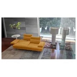 3-Sitzer Calia italia "Toby Wing, 208 cm breit, Designsofa mit hohem Sitzkomfort", orange (senape bull), B:208cm H:90cm T:113cm, Leder BULL (100% Leder), Sofas, inklusive Sitztiefenverstellung, F&uuml;&szlig;e in Chrom gl&auml;nzend