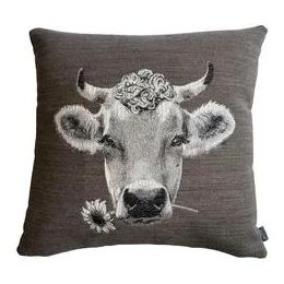 Dekokissen Pad "MOO", grau, B:45cm L:45cm, Baumwolle, Dekokissen_Sitzkissen_Kissenh&uuml;llen, Made in Europe, Kissenh&uuml;lle ohne F&uuml;llung, 1 St&uuml;ck, Tiermotiv, 45x45 cm