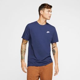 Nike Sportswear Herren T-Shirt "M NSW CLUB TEE", blau, Gr. M, Jersey, Obermaterial: 100% Baumwolle, Shirts, mit Logostickerei auf der Brust, aus