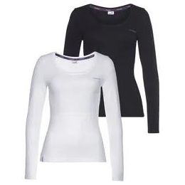 Langarmshirt Kangaroos, Damen, Gr. 32/34, schwarz-wei&szlig; (schwarz, wei&szlig;), Jersey, Obermaterial: 100% Baumwolle. Obermaterial wei&szlig;: 100% Baumwolle, unifarben, Basic h&uuml;ftbedeckend, Rundhals, Shirts Langarmshirt, Langarm, unifarben oder meliert, Rundhalsausschnitt