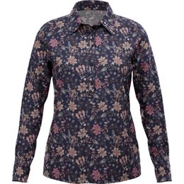 Damen Poloshirt mit floralem Druck marine-rosenquarz-bedruckt, Gr&ouml;&szlig;e 46