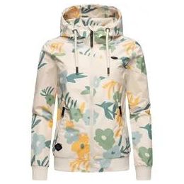 Outdoorjacke Ragwear "Nuggie Block Flower", Damen, Gr. L (40), beige, Au&szlig;enmaterial: 100% Polyester. Innenfutter: 100% Polyester, gerade h&uuml;ftbedeckend, eng Rippstrickb&uuml;ndchen, Jacken Outdoorjacke, modische Damen Freizeitjacke mit floralem Print