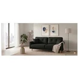 3-Sitzer Home Affaire "TRIPLO optionale Schlafsofa mit Bettkasten, Ma&szlig;e B/T/H: 215/100/89 cm", schwarz, B:215cm H:89cm T:100cm, 100% Polyester, Sofas, Wahlweise Bettfunktion - Liegefl&auml;che 145x191 cm, R&uuml;cken-, Zierkissen