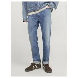 Jack & Jones Regular-fit-Jeans JACK & JONES "JJICLARK im Used-Look, Stretchkomfort und niedrige Leibh&ouml;he", Herren, Gr. 30, L&auml;nge 30, blau (blau denim), Denim/Jeans, Obermaterial: 98% Baumwolle, 2% Elasthan, Abriebeffekte, regular fit lang, Jeans, Baumwollmischung, regular fit
