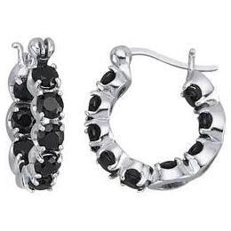 Paar Creolen Firetti "Schmuck Geschenk Silber 925 Ohrschmuck Ohrringe", silber (silberfarben, schwarz, schwarz), Ohrringe, Damen, Silber 925 (Sterlingsilber), mit Spinell