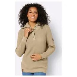 Troyer Casual Looks "Troyer-Pullover", Damen, Gr. 52, beige (sand), 50% Baumwolle, 50% Polyacryl, unifarben, Pullover Troyer