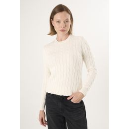 FELIX HARDY Damen V-Ausschnitt-Pullover "Kabelstrick-Pullover mit V-Ausschnitt"ecru, Gr. L, 100% Baumwolle, Pullover