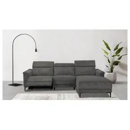 Ecksofa OTTO HOME "LUND Cord, L-Form, 261 cm, man. o. elektr. Relaxfunktion (mit USB-A)", grau (anthrazit), B:261cm H:97cm T:179cm, 100% Polyester, Sofas, Ecksofa, USB-C bei elektrischer Variante und Kopfteilverstellung