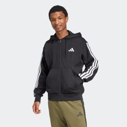 Herren Sweatjacke "ESSENTIALS 3-STREIFEN", schwarz-wei&szlig;, Gr. M, adidas Sportswear, Obermaterial: 55% Baumwolle, 36% Polyester, 9% Viskose,