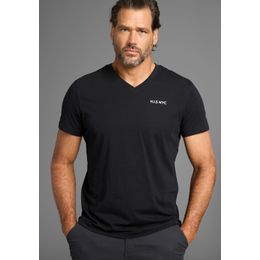 H.I.S. H.I.S Herren V-Shirt, schwarz, Basic, Gr. S, bedruckt, Single Jersey, Obermaterial: 100% Baumwolle, Shirts, Kurzarm, Slim Fit, aus Baumwolle