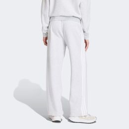 Damen Sporthose "ESSENTIALS 3-STREIFEN OPEN-HEM FRENCH TERRY", wei&szlig;, Gr. M, adidas Sportswear, Obermaterial: 55% Baumwolle, 36% Polyester, 9%