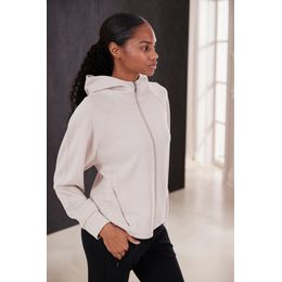 Damen Sweatjacke, French Connection, Gr. 32, beige, Obermaterial: 55% Viskose (LENZING ECOVERO ), 40% Polyester, 5% Elasthan. Taschenfutter: 100%