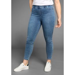 Arizona Damen Skinny-fit-Jeans "Ultra Stretch - Curve Collection", blau, Basic, Gr. 42, Denim/Jeans, Obermaterial: 66% Baumwolle, 30% Polyester, 4%