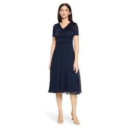 Cocktailkleid Vera Mont "Damen im Glitzer-Look", Damen, Gr. 42, Normalgr&ouml;&szlig;en, blau (patch dunkelblau, dunkelblau), Obermaterial: 100% Polyester; Futter: 100% Polyester, festlich, ausgestellt kurz, Wasserfallausschnitt, Kleider, Materialmix