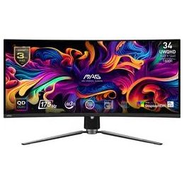 MSI Curved-OLED-Monitor "MAG 341CQP QD-OLED", Energieeffizienz: G (A-G), schwarz, B:81,2cm H:36,1cm T:13cm, Monitore