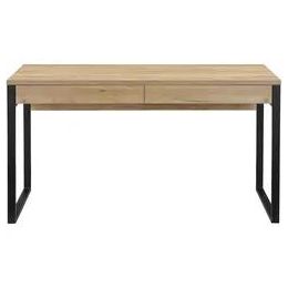 Schreibtisch OTTO HOME "Moid, Computertisch im modernen Design", schwarz (eiche natur, schwarz, schwarz, eiche natur), B:140cm H:77cm T:60cm, Tische, Schreibtisch, Breite 120/140/160 cm, mit Metallbeinen & Schublade
