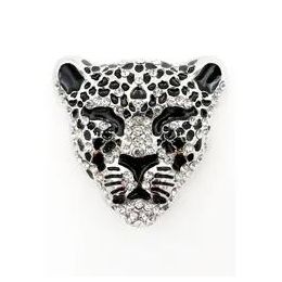 Brosche Firetti "Schmuck Geschenk Ansteckschmuck Leopard", schwarz (metallfarben, schwarz, wei&szlig;, wei&szlig;), Broschen, Damen, Metall, Brosche, mit Strasssteinen