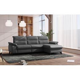 Sit & More Ecksofa SIT & MORE "Astoria L-Form", grau (dunkelgrau), B:260cm H:91cm T:175cm, 100% Polyester, Sofas, Ecksofa, wahlweise mit motorischer Relaxfunktion