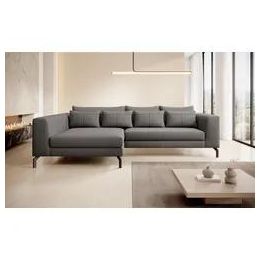 Ecksofa Home Affaire "Cross, mit softem Sitz, L-Form, wendbare Zierkissen, Breite 284 cm", grau (graphite), B:284cm H:82cm T:172cm, 92% Polyester / 8% Nylon, Sofas, Ecksofa, Couch mit vielen Kissen, stylische Kreuznaht, elegante Metallf&uuml;&szlig;e