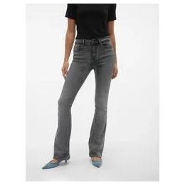 V&eacute;ro Moda Bootcut-Jeans VERO MODA "VMFLASH MR FLARED JEANS LI213 GA NOOS", Damen, Gr. L (40), L&auml;nge 32, blau (medium grau denim), Denim/Jeans, Obermaterial: 65% Baumwolle, 18% Polyester, 8% Viskose, 7% Elastomultiester, 2% Elasthan, unifarben, lang, Jeans, Baumwollmischung mit Stretch, regular waist, bootcut fit