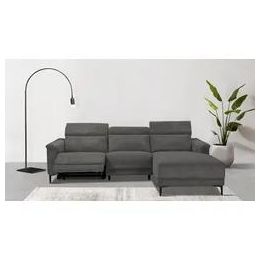 Ecksofa OTTO HOME "LUND Cord, L-Form, 261 cm, man. o. elektr. Relaxfunktion (mit USB-A)", grau (anthrazit), B:261cm H:97cm T:179cm, 100% Polyester, Sofas, Ecksofa, USB-C bei elektrischer Variante und Kopfteilverstellung