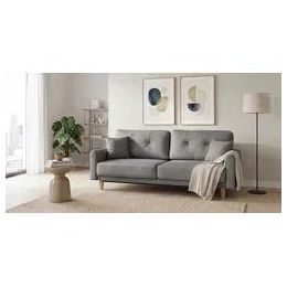 3-Sitzer Home Affaire "TRIPLO optionale Schlafsofa mit Bettkasten, Ma&szlig;e B/T/H: 215/100/89 cm", grau (taupe), B:215cm H:89cm T:100cm, 100% Polyester, Sofas, Wahlweise Bettfunktion - Liegefl&auml;che 145x191 cm, R&uuml;cken-, Zierkissen