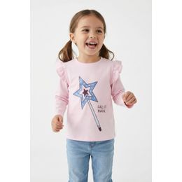 name it M&auml;dchen Langarmshirt "NMFTIKKA LS TOP BOX PB", rosa, Gr. 92, bedruckt, unifarben, Jersey, Obermaterial: 95% Baumwolle, 5% Elasthan, Shirts