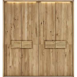 Kleiderschrank Home Affaire "Ambroise, aus Wildeiche, inkl. Passepartout", braun (wildeiche), B:207cm H:226cm T:62cm, Massivholz, Schr&auml;nke, Kleiderschrank, Massivholz-Kleiderschrank, im 50 cm Raster planbar