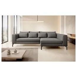 Ecksofa Home Affaire "Cross, mit softem Sitz, L-Form, wendbare Zierkissen, Breite 284 cm", grau (graphite), B:284cm H:82cm T:172cm, 92% Polyester / 8% Nylon, Sofas, Ecksofa, Couch mit vielen Kissen, stylische Kreuznaht, elegante Metallf&uuml;&szlig;e