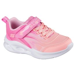 Sneaker Skechers "Skechers SOLA GLOW", M&auml;dchen, Gr. 35, rosa, multifarben, Lederimitat, Textil, kontrastfarbene Details, Schuhe Sneaker, Freizeitschuh mit Klettverschluss, Gr&ouml;&szlig;enschablone zum Download