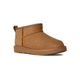 UGG Australia Schlupfboots UGG "Classic Ultra Mini Dazzle", M&auml;dchen, Gr. 5 (37), chestnut, Veloursleder, Glitzer, Schuhe Schlupfboots, Winterboots, Schlupboots mit Warmfutter
