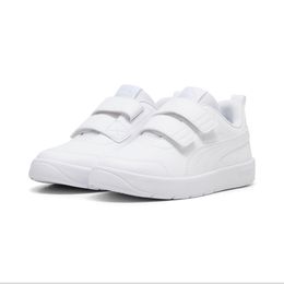 Sneaker Puma "COURTFLEX V3 V PS", M&auml;dchen, Gr. 30, Puma wei&szlig;, Puma wei&szlig;, silber mist, Synthetik, Schuhe Sneaker, mit sportlichem Design, mit Klettverschluss