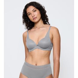 B&uuml;gel-BH Triumph "Aura Spotlight T", Damen, Gr. 75, Cup A, grau shadow, Microtouch, Obermaterial: 59% Polyethylen, 35% Polyamid, 6% Elasthan, BHs B&uuml;gel-BH, moderne Spitze, weich, leicht gepolstert, Spacer-Cups
