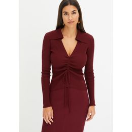 bonprix Damen Strickpullover "Pullover", rot, Gr. 44, unifarben, Strick, Obermaterial: 70% Viskose, 30% Polyamid, Pullover, Rippstrick, mit tiefem