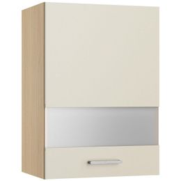 H&auml;ngeschrank KOCHSTATION "KS-Lucy", beige (stain, eiche hell), B:50cm H:70,4cm T:34,6cm, Schr&auml;nke, H&auml;ngeschrank, Breite 50 cm, mit 1 Segmentglast&uuml;r, 2 Einlegeb&ouml;den, Soft-Close