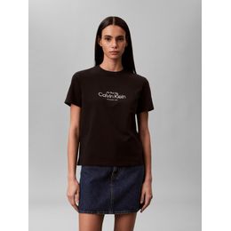 Damen T-Shirtschwarz, Gr. XL, Calvin Klein Jeans, unifarben, Web, Obermaterial: 100% Baumwolle, Shirts, Regular fit, mit Logoschriftzug