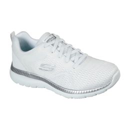 Berufsschuh Skechers "BOUNTIFUL - QUICK PATH", Damen, Gr. 42, wei&szlig;, silberfarben, Lederimitat, Textil, Schuhe Berufsschuh, Freizeitschuh, Halbschuh, Schn&uuml;rschuh mit gepolsterter Innensohle