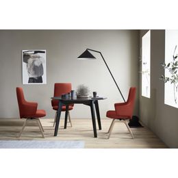 Polsterstuhl stressless "Laurel", rot (rot dinamica, schwarz), B:58cm H:105cm T:60cm, Microfaser DINAMICA (88% Polyester, 12% Polyurethan), St&uuml;hle, Polsterstuhl, High Back mit Armlehne, Gr&ouml;&szlig;e L, mit schr&auml;ggestellten Beinen