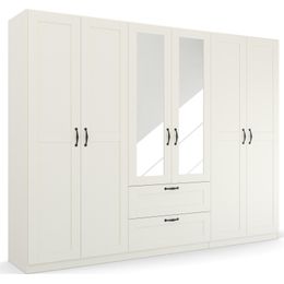 Dreht&uuml;renschrank Rauch "Kleiderschrank Schrank Garderobe Ankleide COTTAGE BY QUADRA SPIN", wei&szlig; (alpinwei&szlig;), B:271cm H:210cm T:54cm, Holzwerkstoff, Schr&auml;nke, Dreht&uuml;renschrank, in skandinavischem Landhausstil, mit Schubladen und Spiegel