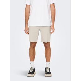 Only & Sons Chinoshorts ONLY & SONS "ONSMARK 0011 COTTON LINEN SHORTS NOOS", Herren, Gr. L, N-Gr, beige (silber lining), Web, Obermaterial: 73% Baumwolle, 25% Leinen, 2% Elasthan, unifarben, regular fit kniefrei, Hosen Chinoshorts