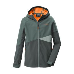 Softshelljacke Killtec "KOS 142 BYS SFTSHLL JCKT", Jungen, Gr. 176, grasgr&uuml;n, Oberseite: 100% Polyester;R&uuml;ckseite: 100% Polyester;Futter: 100% Polyester, Jacken Softshelljacke, Wind- und wasserabweisende Kinderjacke, Colourblock-Design